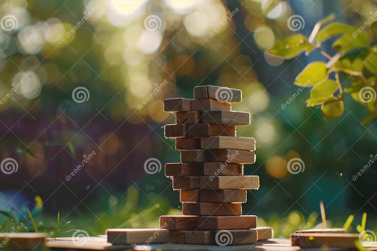 Stack of Wooden Blocks on a Table, Suitable for Educational Concepts ...