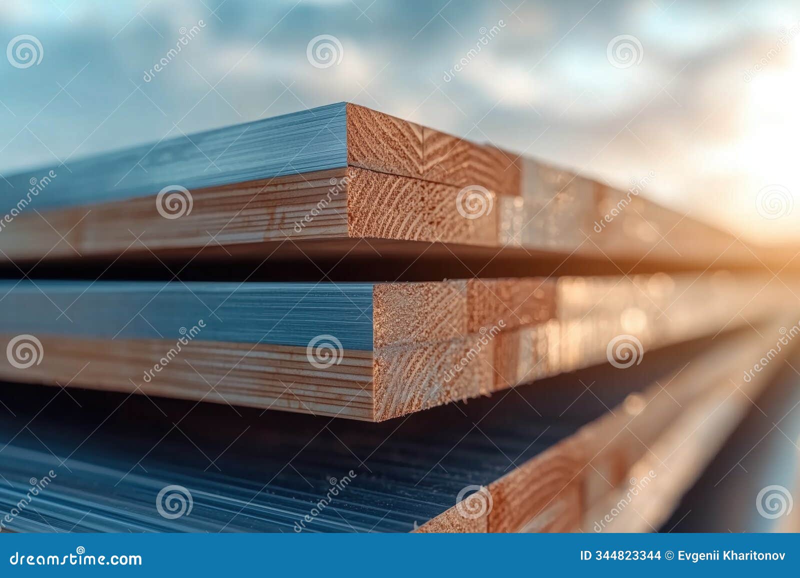 Stack of Wooden Boards at the Construction Site, Wooden Construction ...