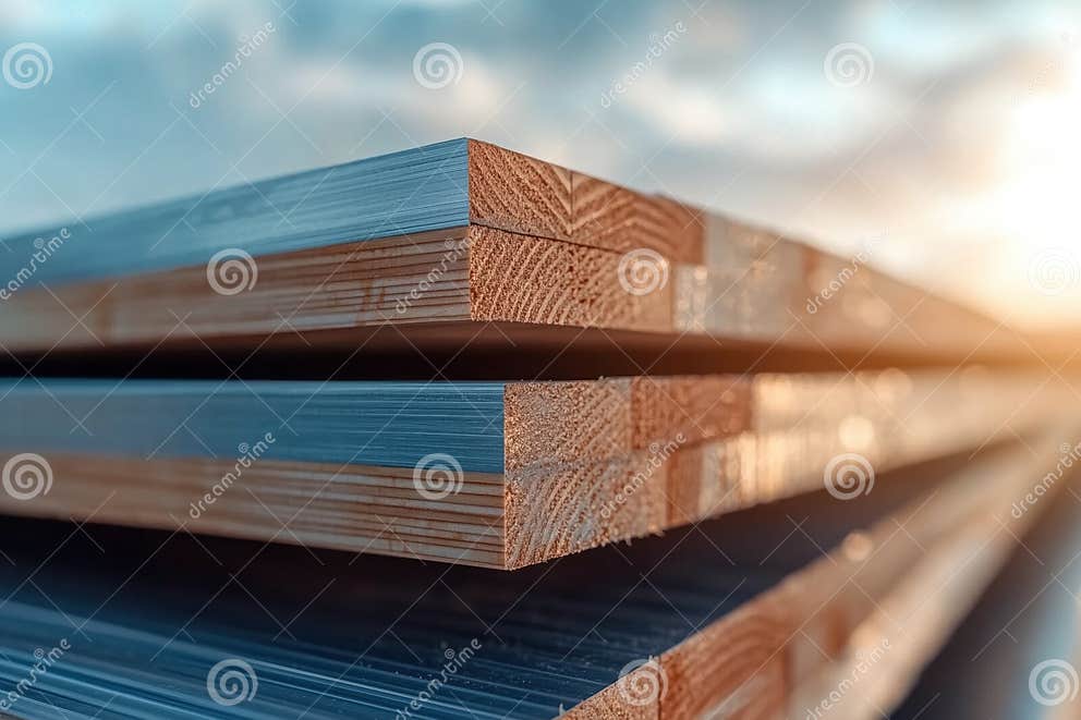 Stack of Wooden Boards at the Construction Site, Wooden Construction ...