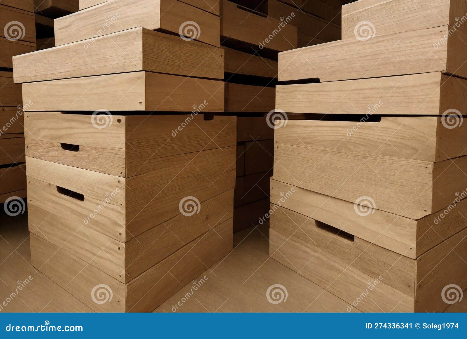A Stack of Wooden Boxes. Generative AI Stock Illustration ...