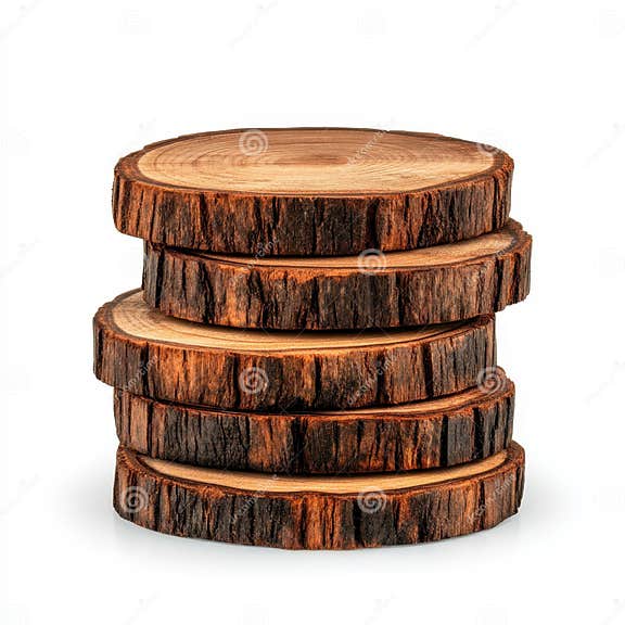 Stack of Wooden Coasters Isolated on White Background. Stock ...