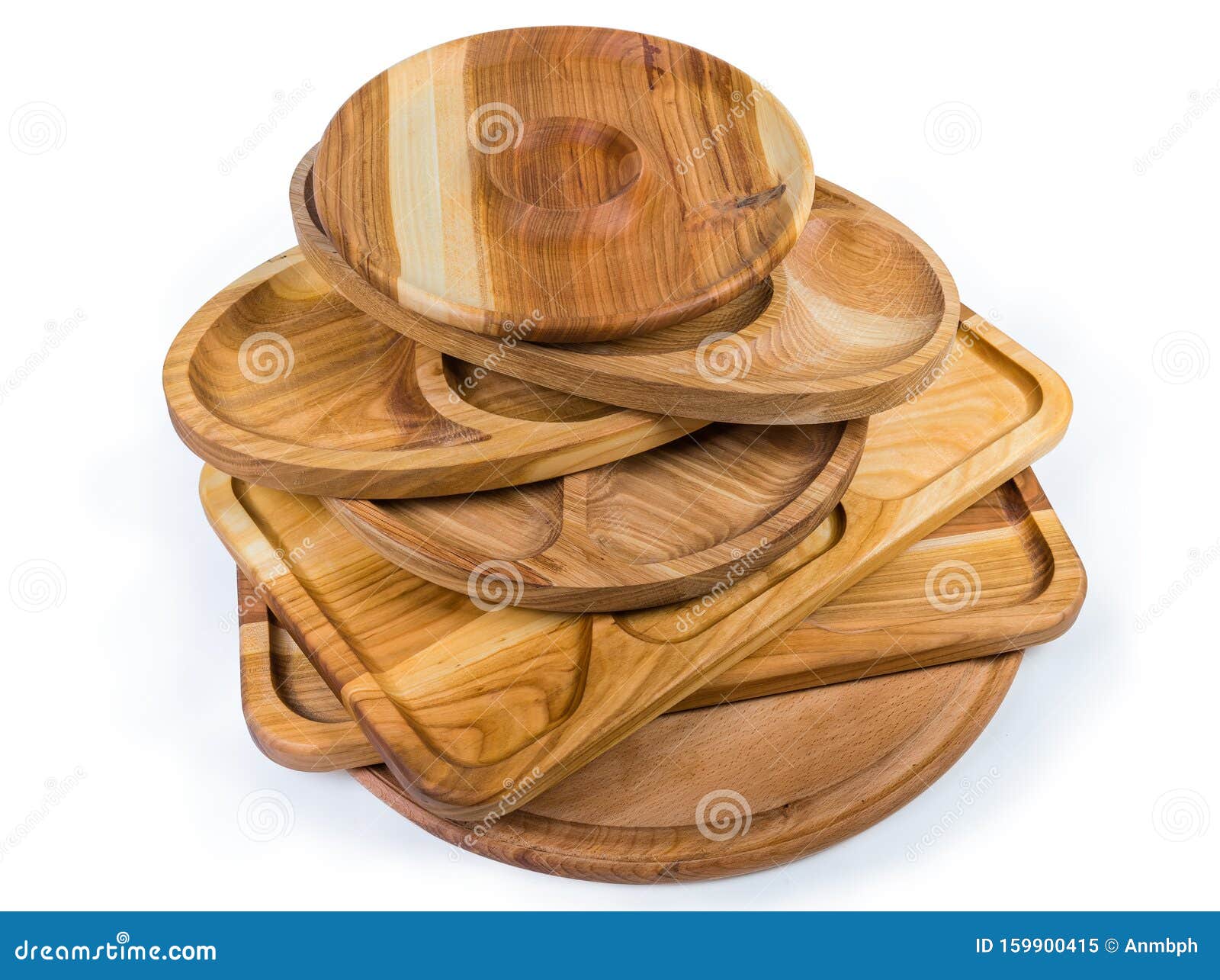 Stack of the Wooden Compartment Dishes and Serving Boards Stock Image ...