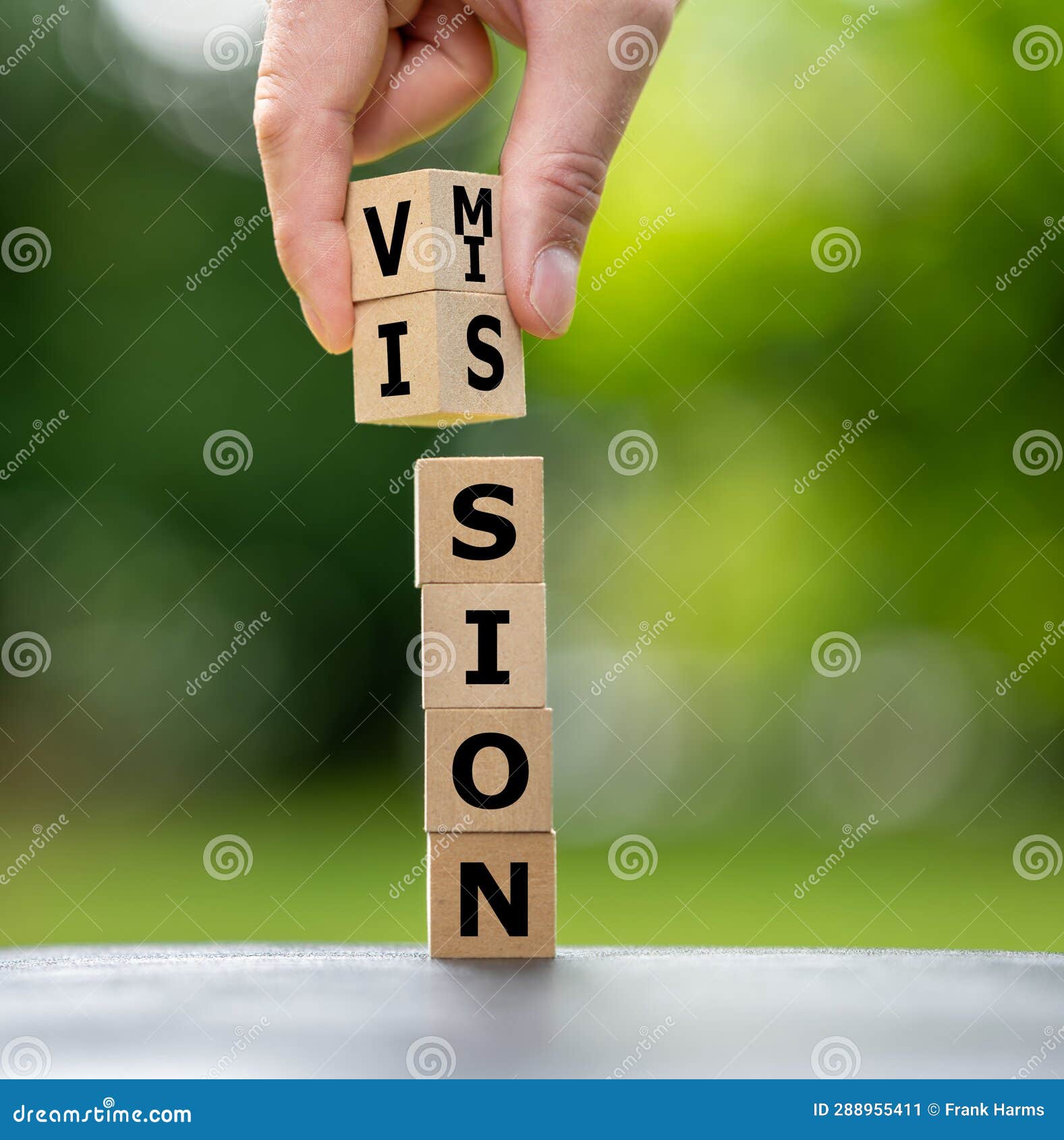 A Stack of Wooden Cubes Form the Words Vision and Mission. Stock Image ...