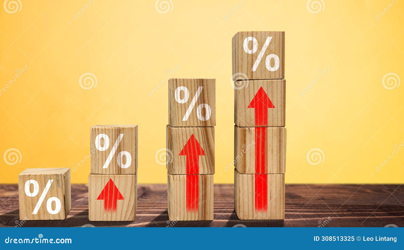 Stack of Wooden Cubes with the Symbol of Rising Inflation Rate Graph ...