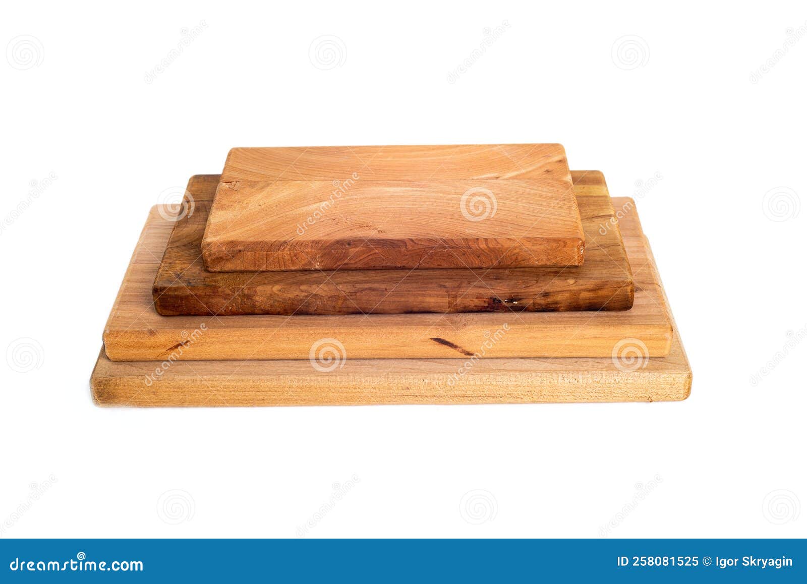 Stack of Wooden Cutting Boards of Various Sizes Isolated on White ...