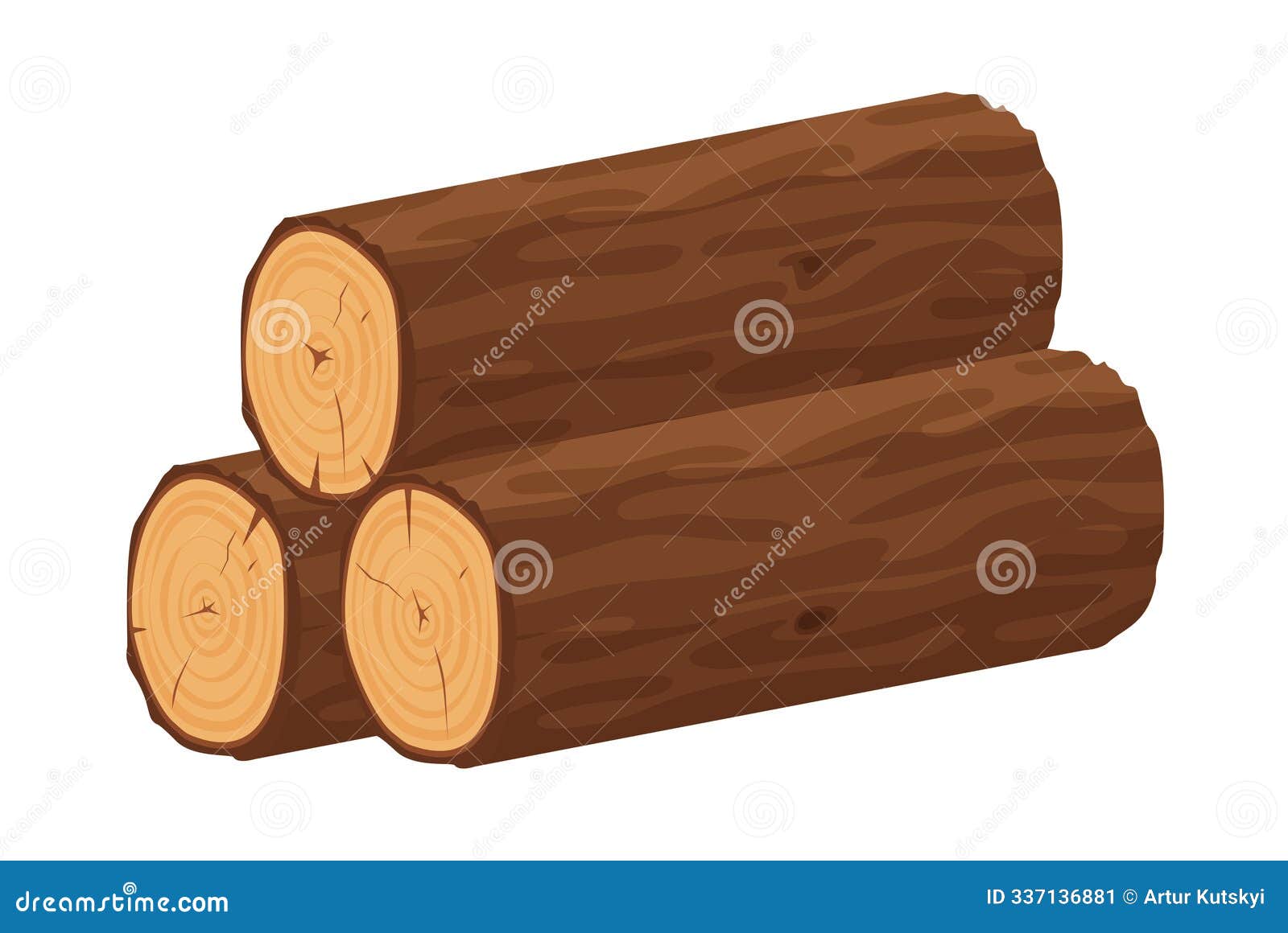 Stack of Wooden Logs stock illustration. Illustration of logs - 337136881