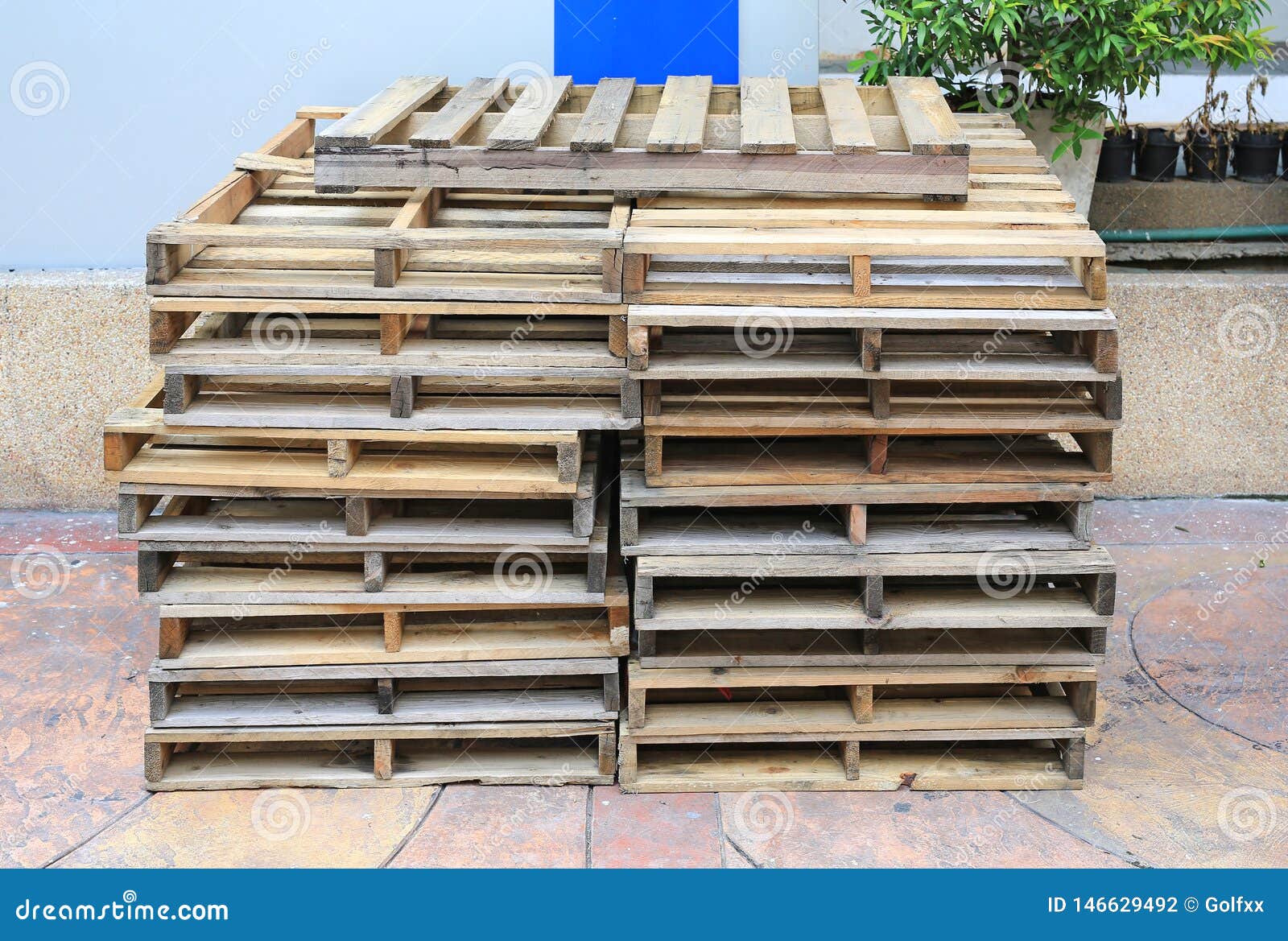 Stack of wooden pallet stock photo. Image of equipment - 146629492