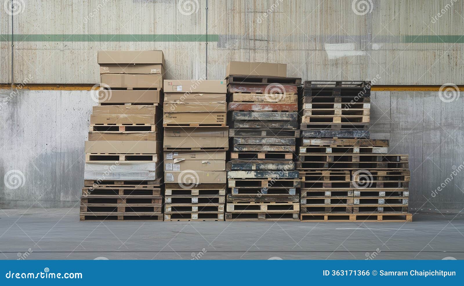 Industrial Efficiency Forklift In Action, Loading Pallets And Warehouse ...