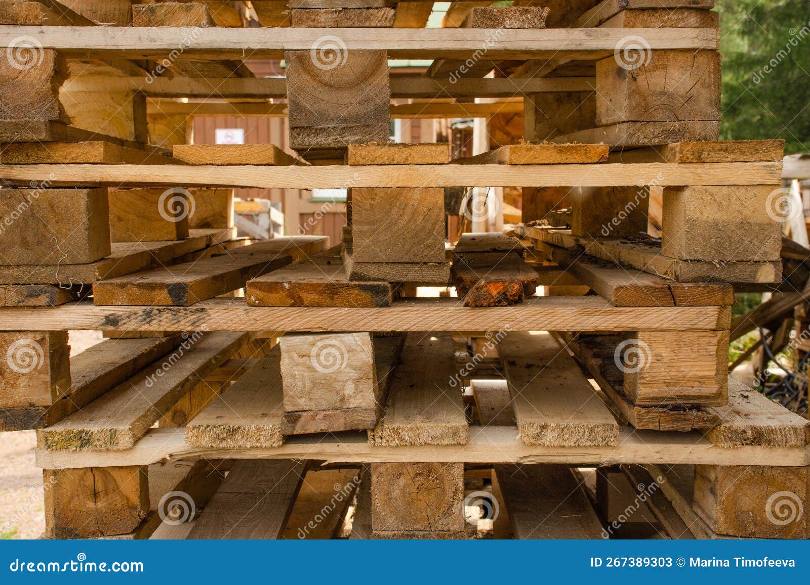 Stack of Wooden Pallets Close-up. Concept of Logistics and Loading of ...