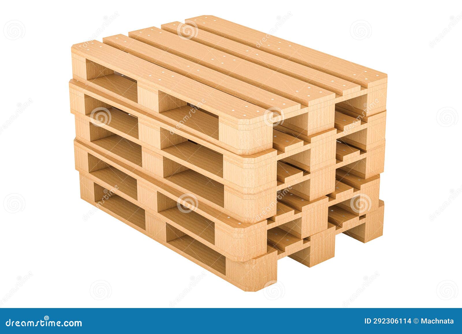 Stack of Wooden Pallets. 3D Rendering Stock Illustration - Illustration ...