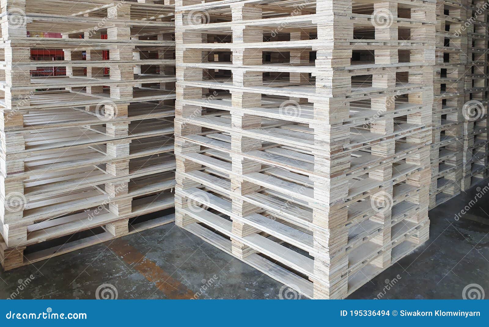 Stack of Wooden Pallets at Industrial Warehousing Stock Photo - Image ...