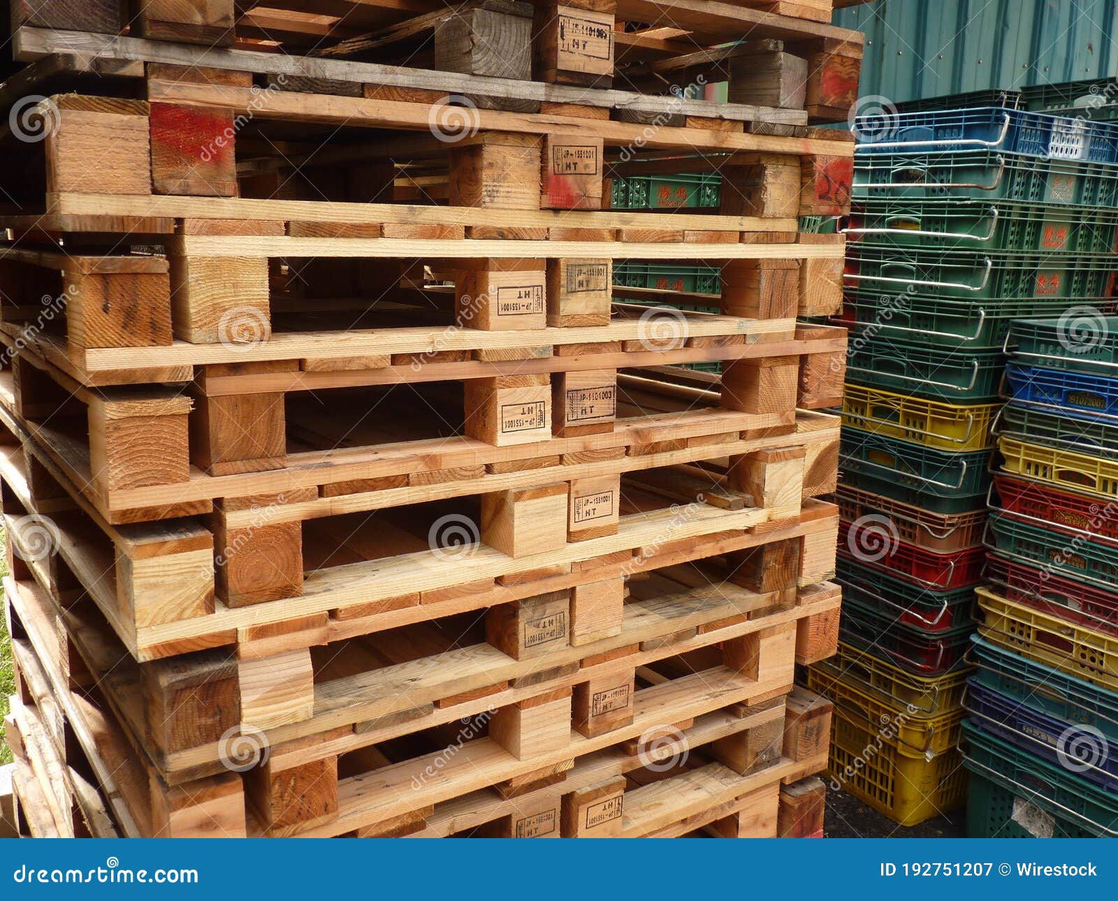 Stack of Wooden Pallets One on Another Stock Image - Image of board ...