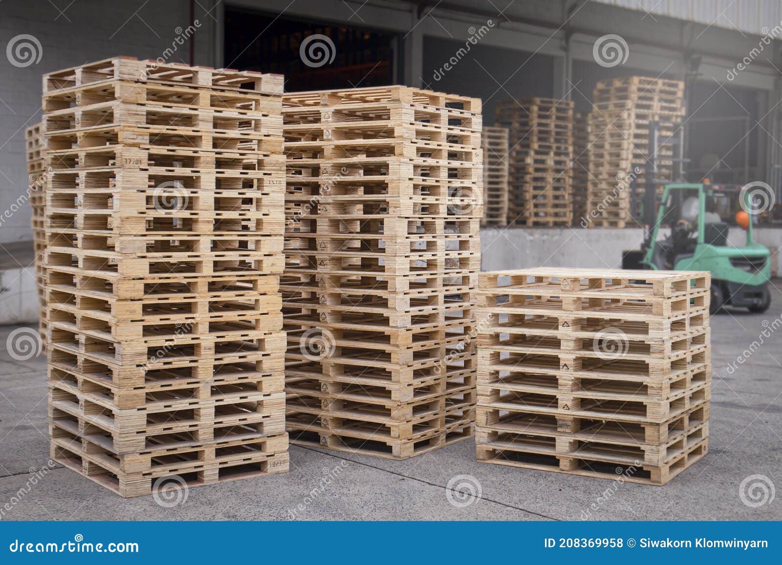 Stack of Wooden Pallets Rack at Warehouse Storage. Stock Photo - Image ...