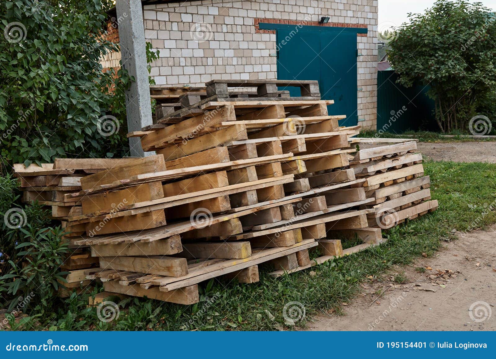 A stack of wooden pallets stock image. Image of plant - 195154401