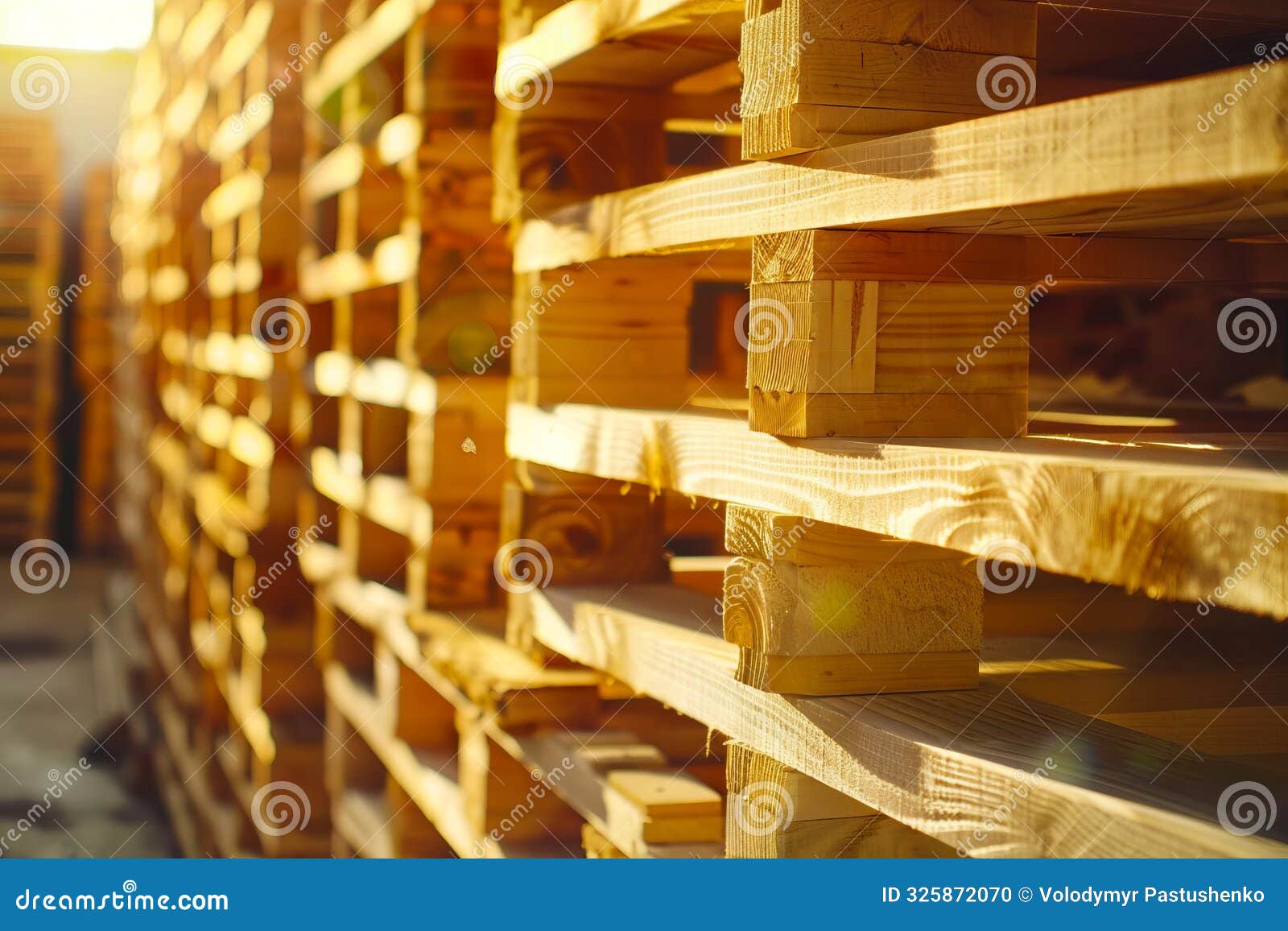 A Stack of Wooden Pallets in a Warehouse Stock Photo - Image of indoor ...