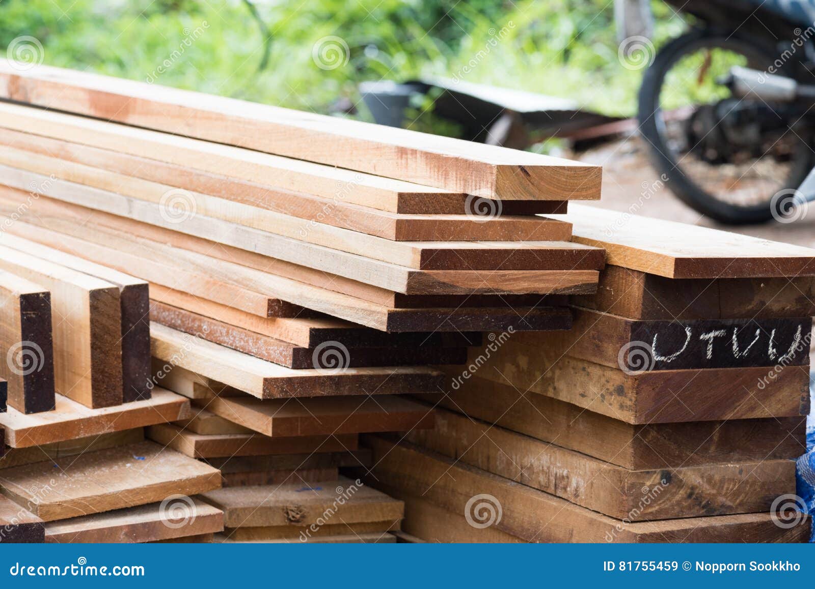 Stack of wooden plank stock image. Image of construction - 81755459