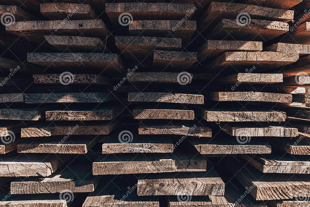 Stack of Wooden Planks Solid-sawn Timber Construction Material Stock ...