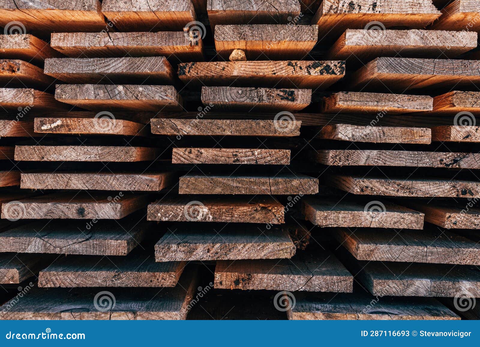 Stack of Wooden Planks Solid-sawn Timber Construction Material Stock ...