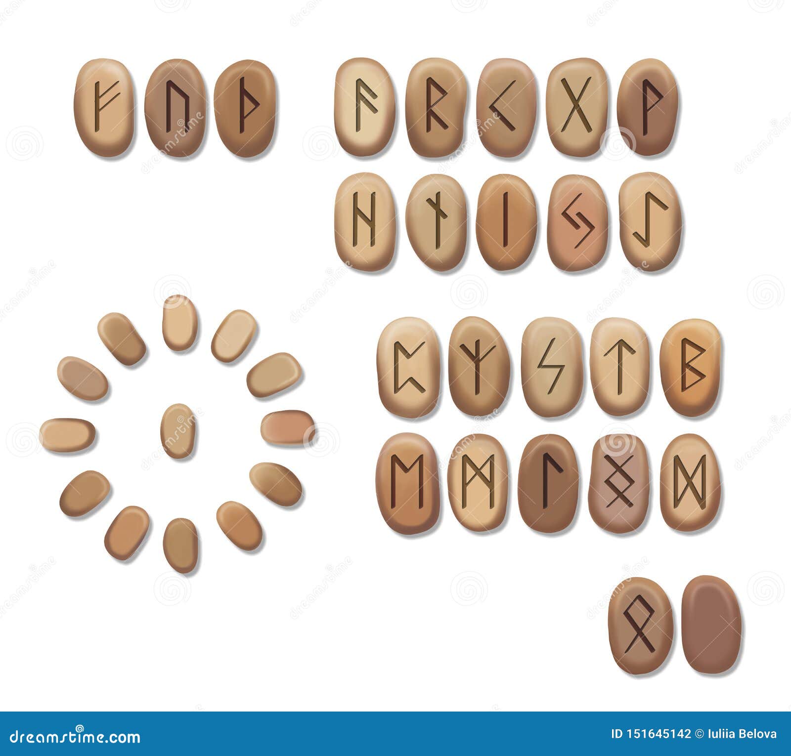 Wooden Runes With Symbols. Vector Illustration In Hand Drawn Style ...