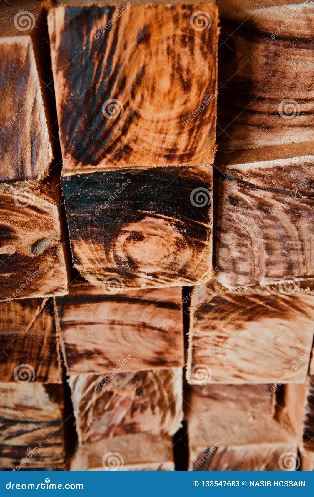 Stack of Wooden Square Objects Unique Background Photo Stock Image ...