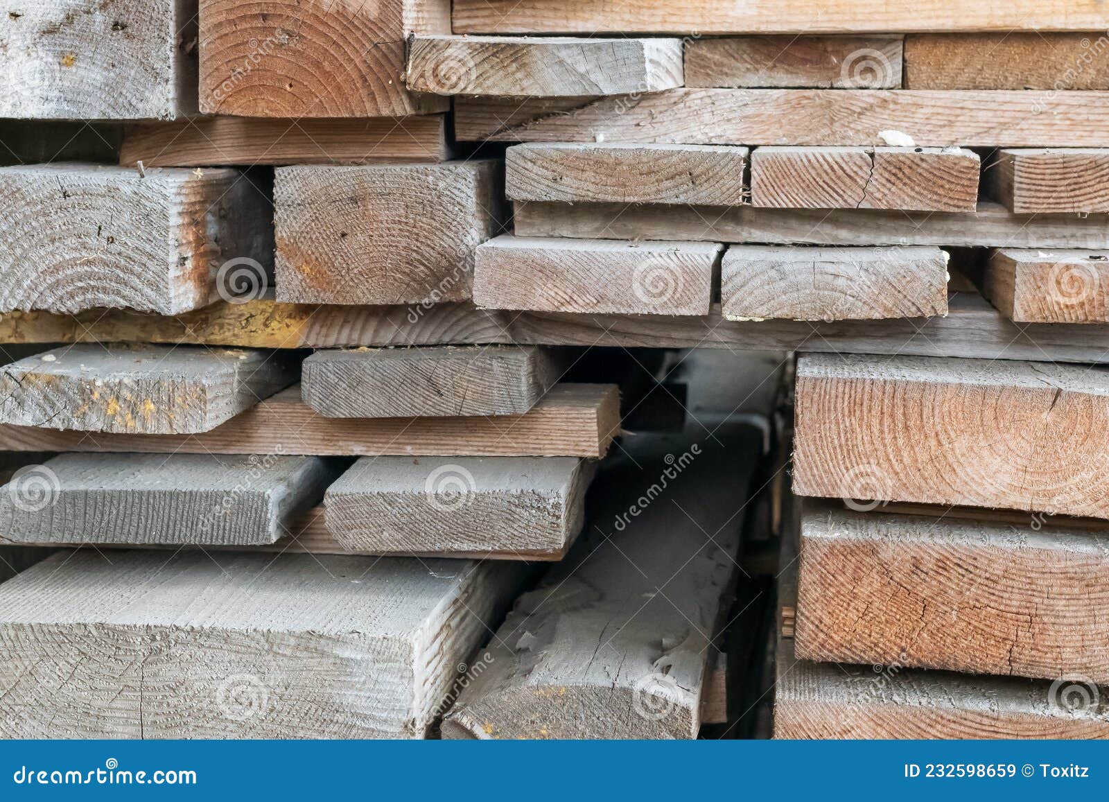 Stack of Wooden Studs at a Lumber Yard, Close Up Photo Stock Image ...