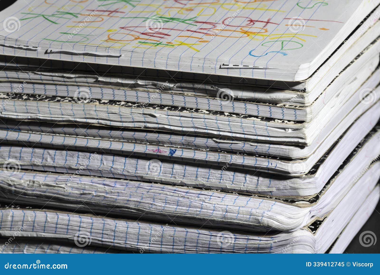 Stack of Worn Notebooks stock image. Image of aging - 339412745