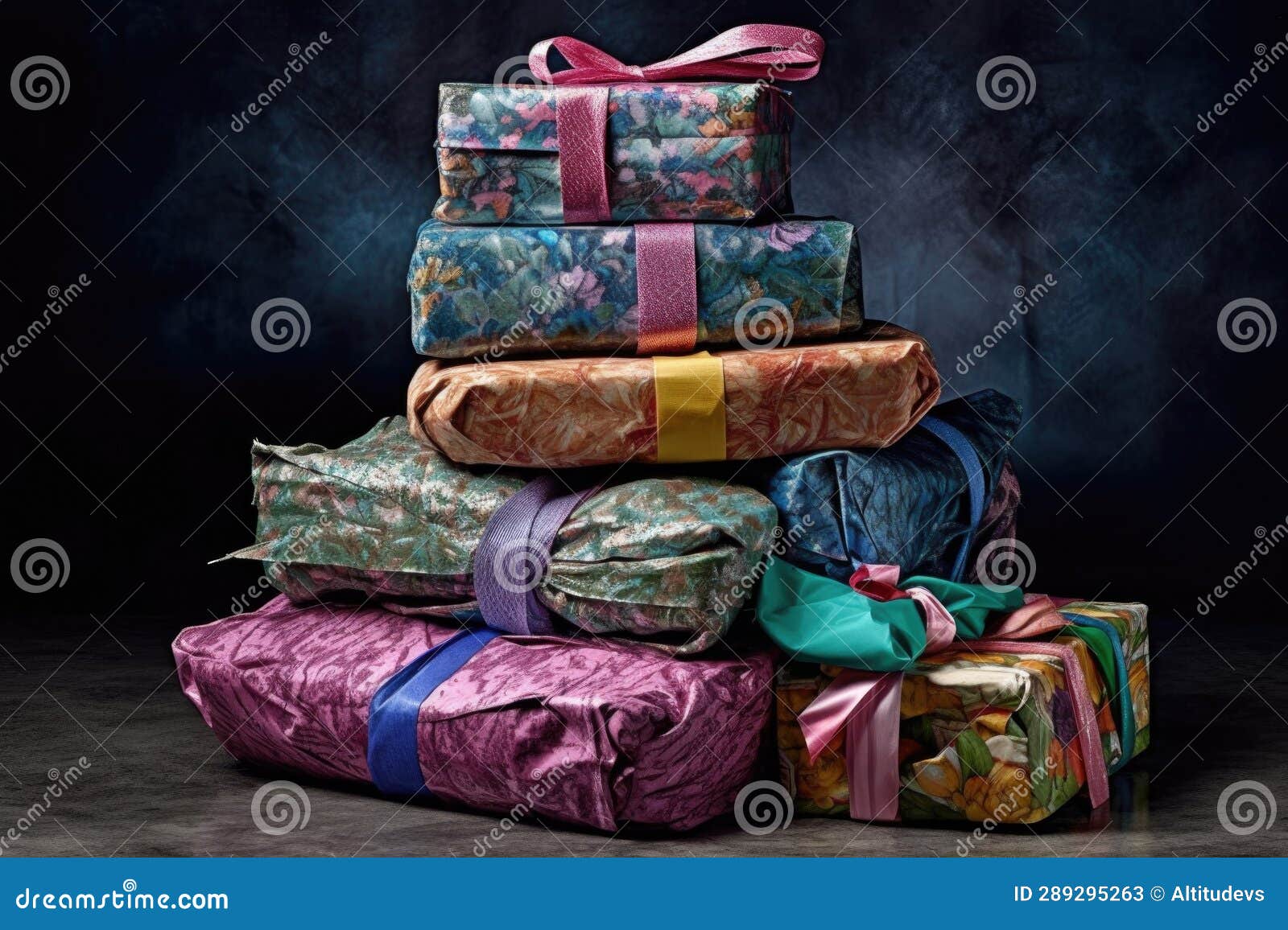 Stack of Wrapped Birthday Presents Stock Image - Image of greeting ...