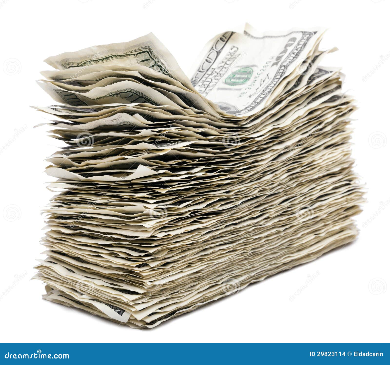 Isolated Wrinkled 100 US$ Bills Stack Stock Photo - Image of dollars ...