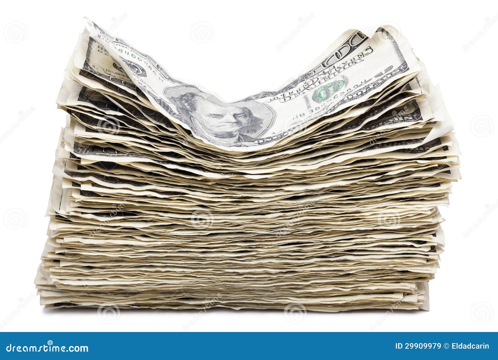 Isolated Wrinkled 100 US$ Bills Stack Stock Image - Image of dollars ...