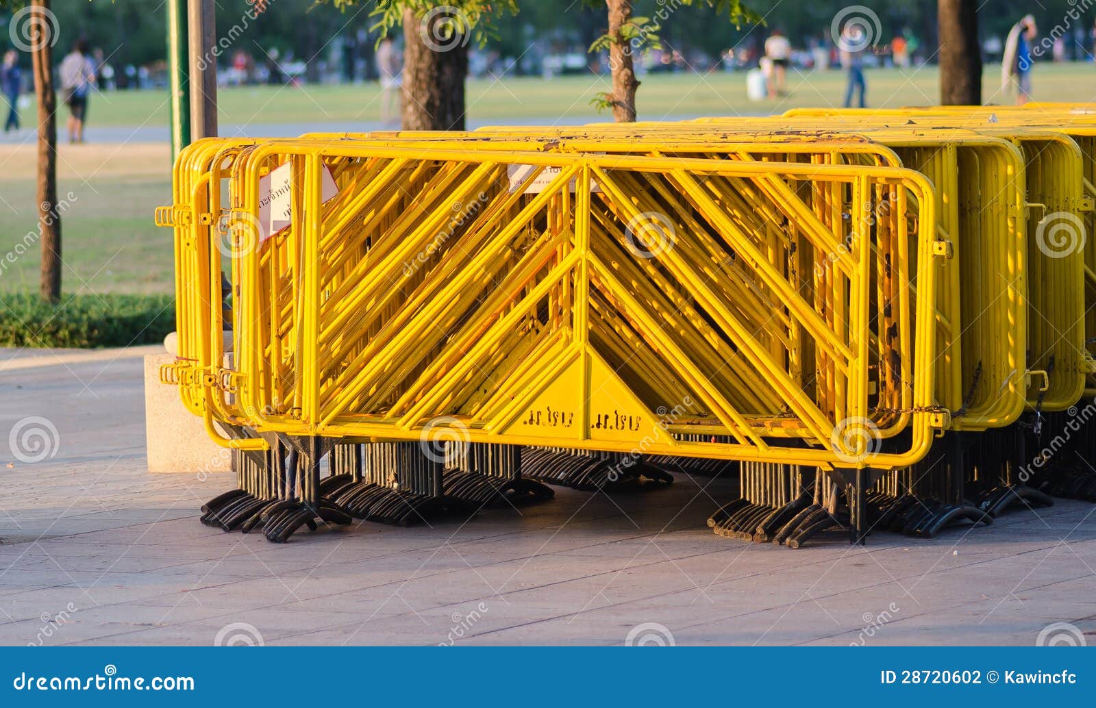 The Stack of Yellow Barricades Stock Photo - Image of exhibition ...