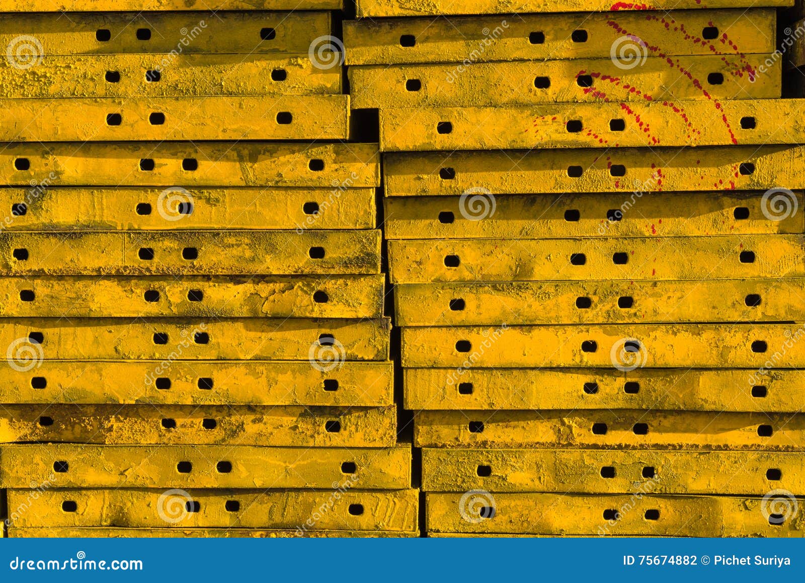 Stack of the Yellow Concrete Formwork Steel. Stock Photo - Image of ...