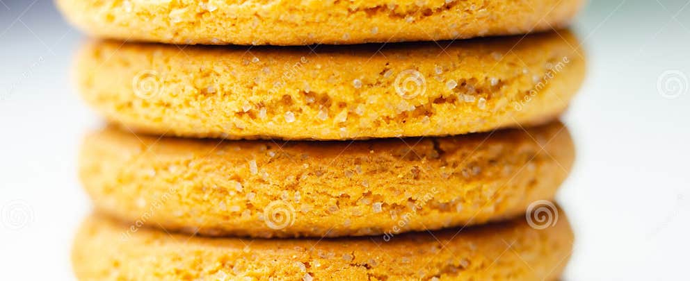 A Stack of Yellow Cookies with a White Background Stock Image - Image ...