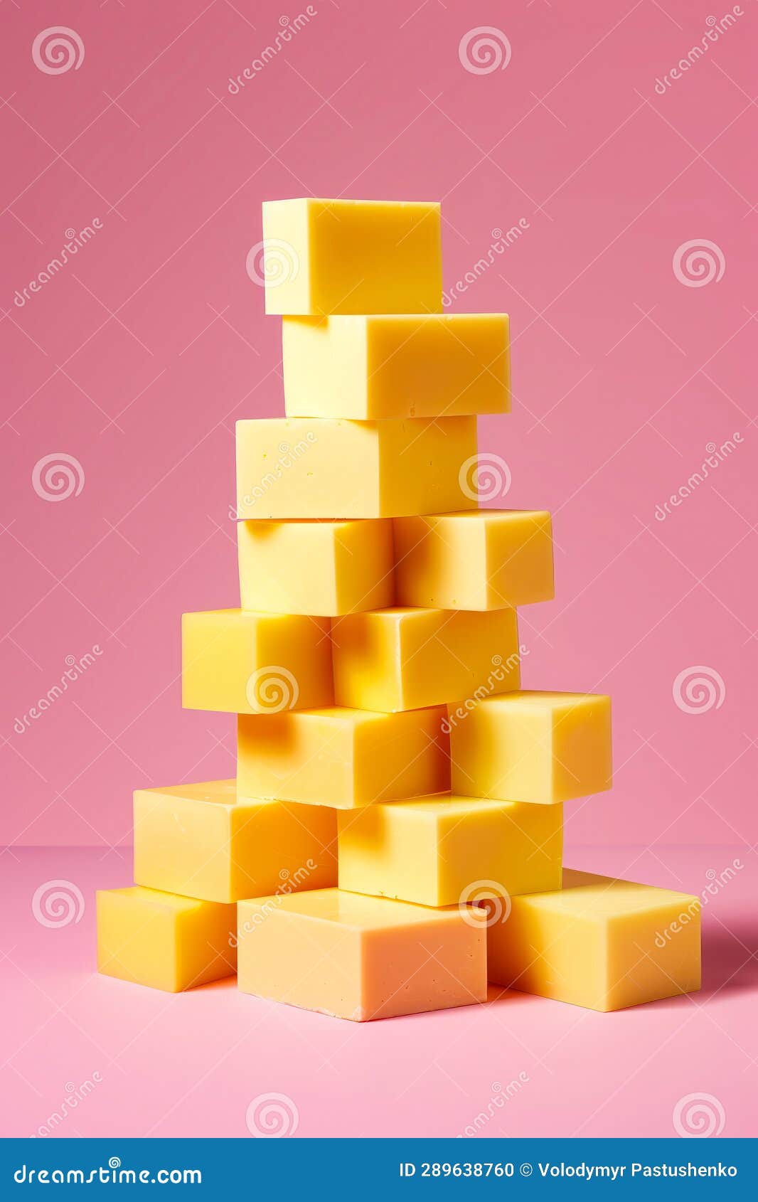 Stack of Yellow Cubes on Pink Background with Pink Background ...