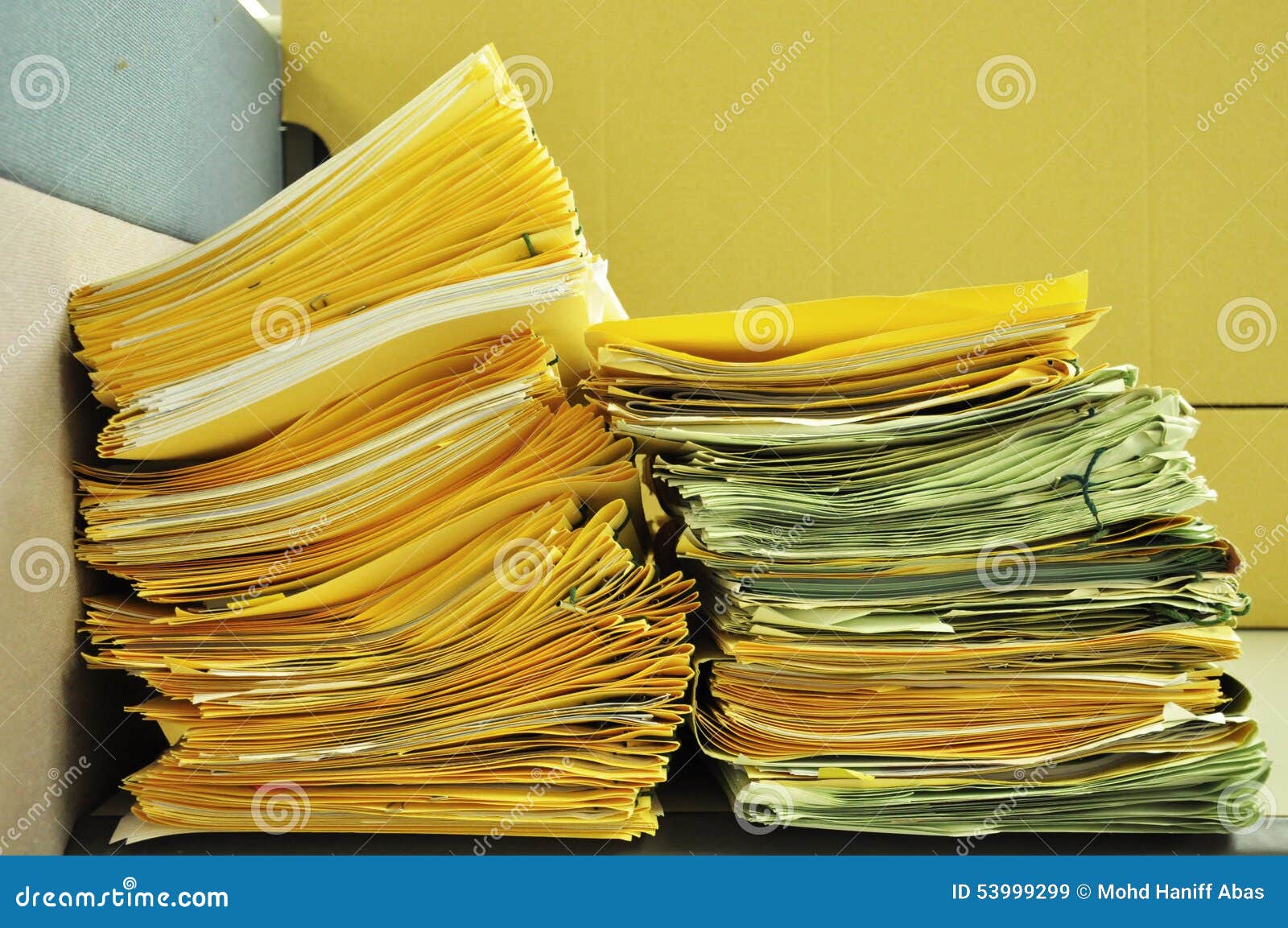 Stack of Yellow Folders on the Table Stock Image - Image of note ...