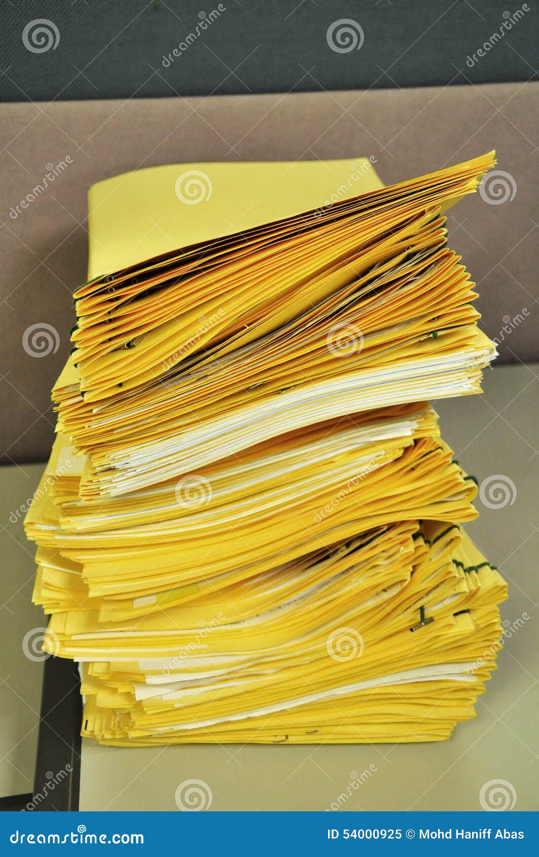 Stack of Yellow Folders on the Table Stock Image - Image of orange ...