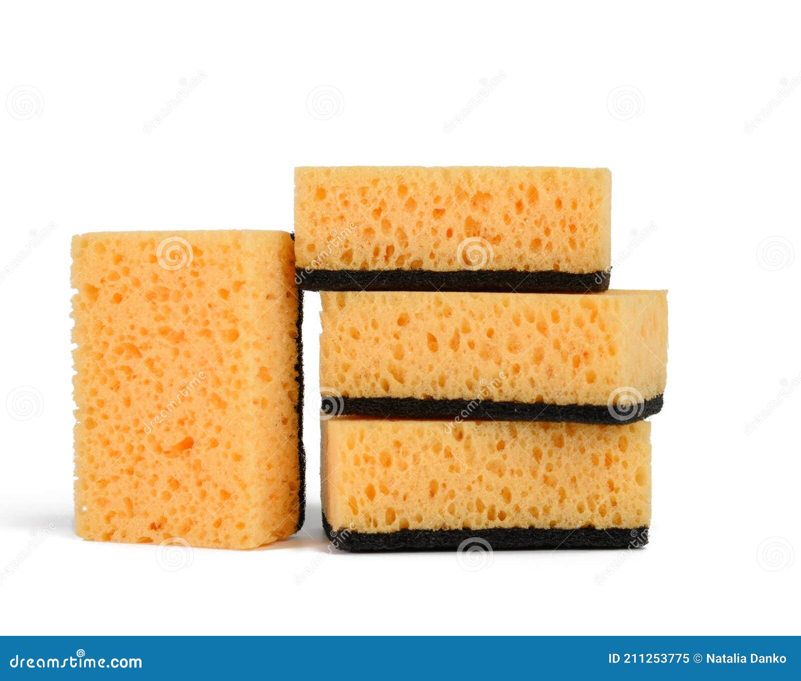 Stack of Yellow Kitchen Sponges Isolated on White Background Stock ...