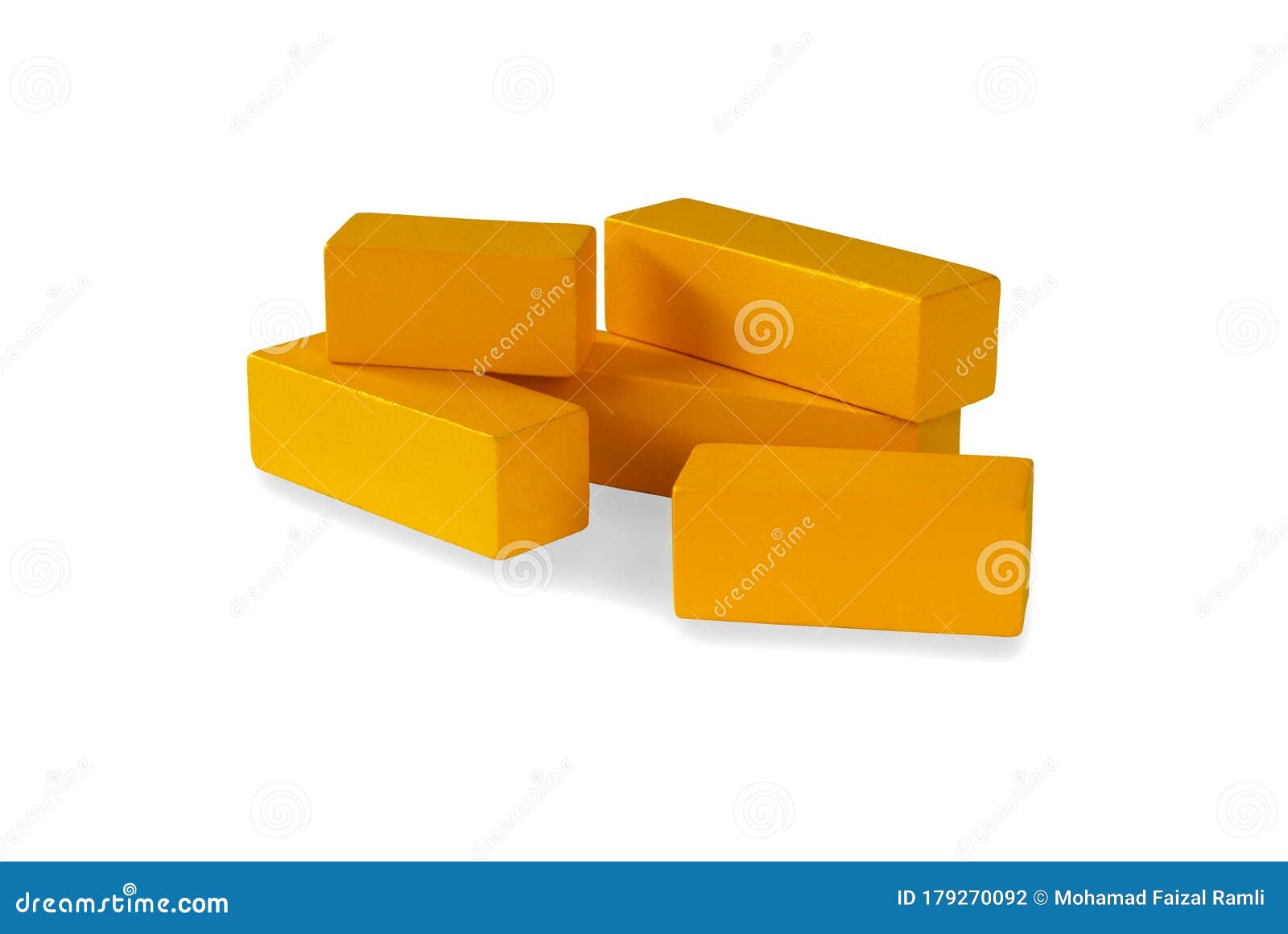 A Stack of Yellow Rectangular Block Isolated on a White Background ...