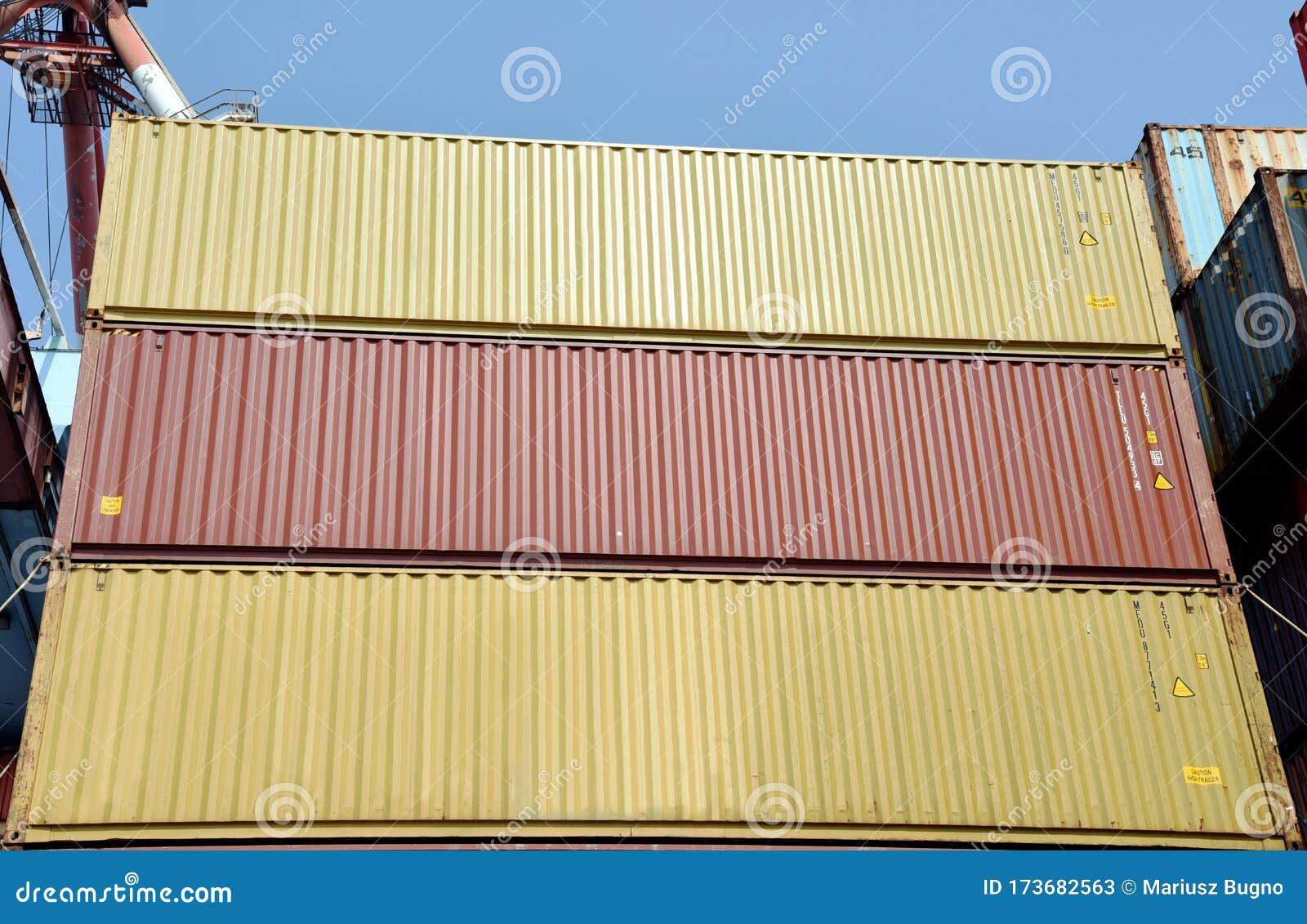 Stack of the Containers Loaded on Board of the Cargo Ship. Stock Image ...