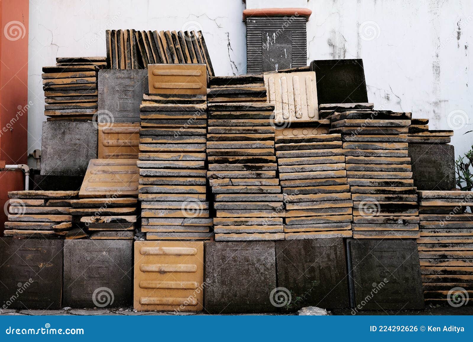 A Stack of Yellow Tiles Ready To Be Installed Stock Photo - Image of ...