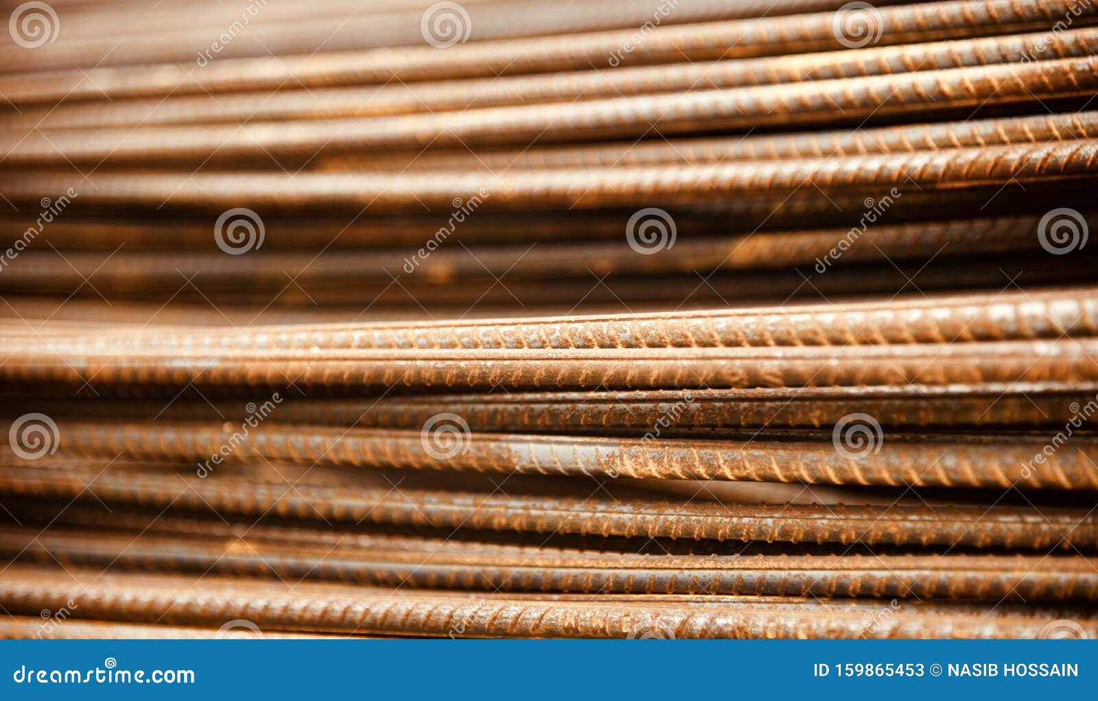 Stack of Yellowish Iron Bars Around a Construction Area Stock Image ...