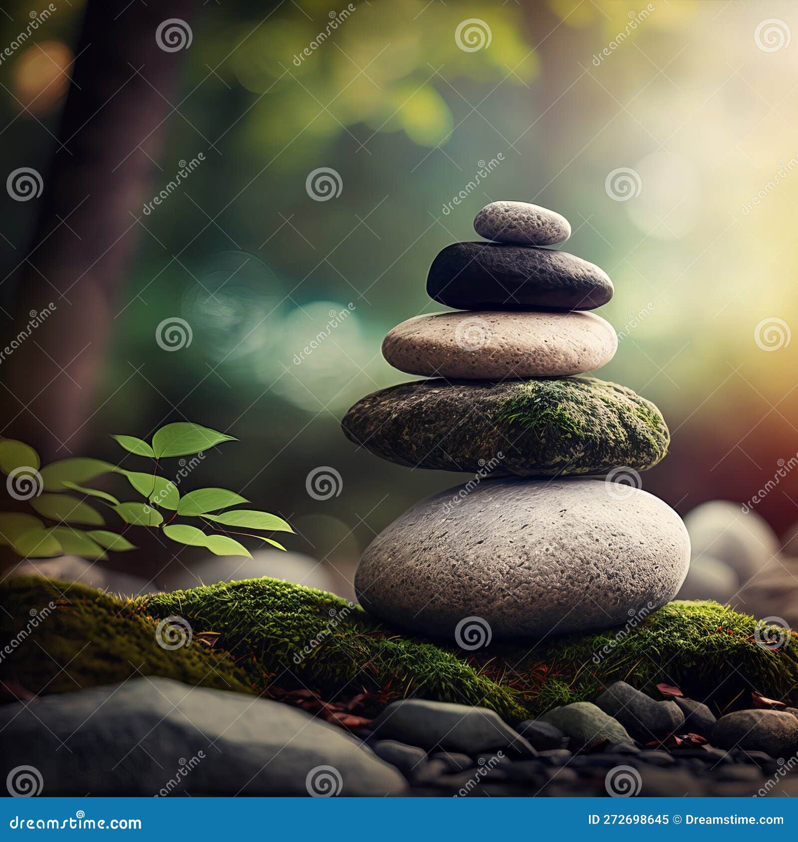Stack of Zen Stones on Nature Background Stock Illustration ...