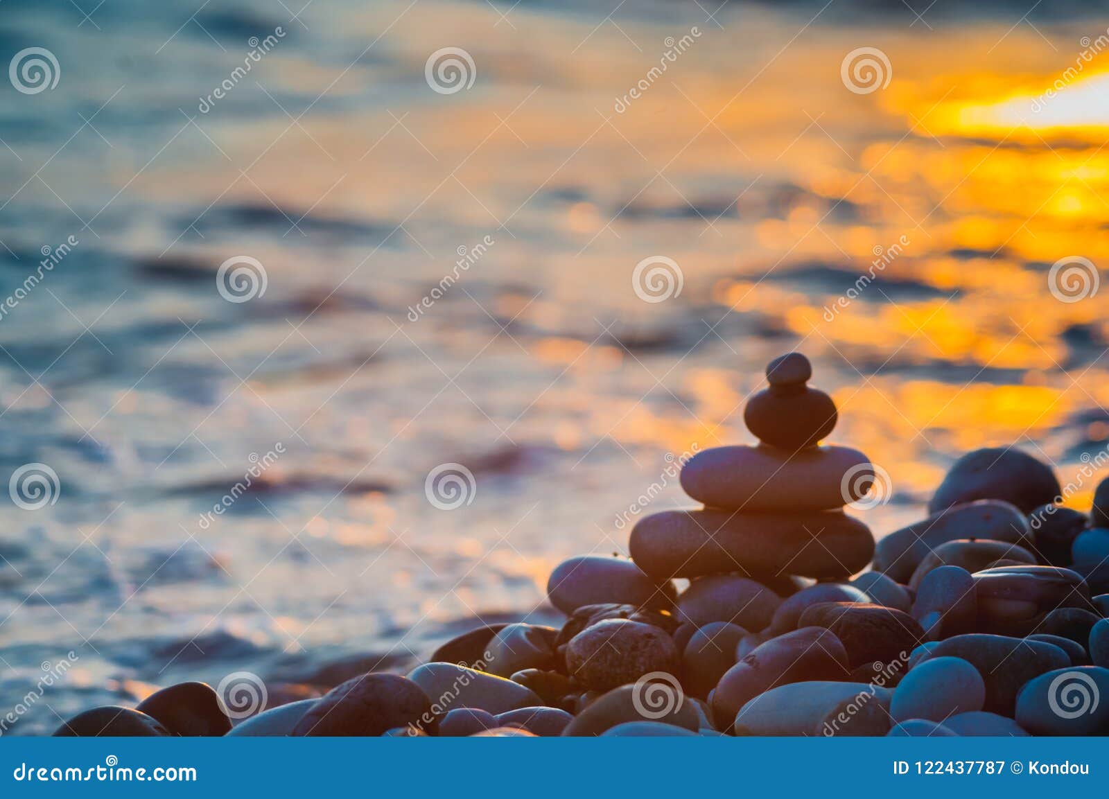 Stack of Zen Stones on Pebble Beach Stock Image - Image of closeup ...
