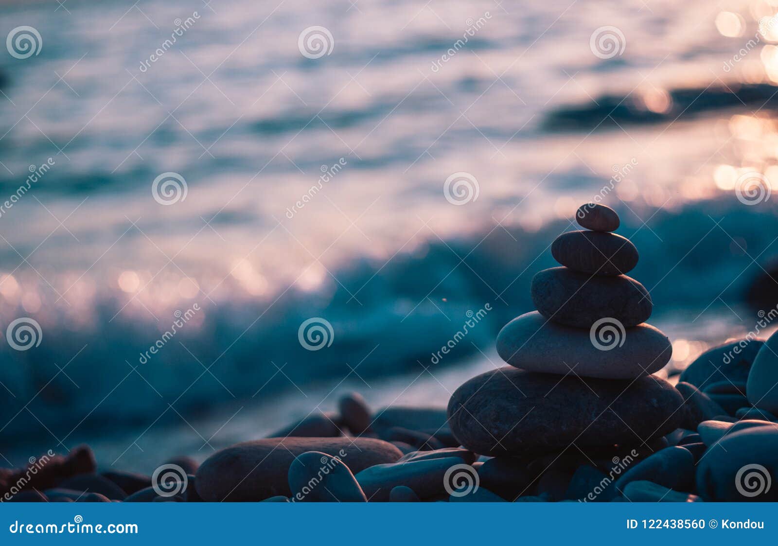 Stack of Zen Stones on Pebble Beach Stock Photo - Image of balance ...