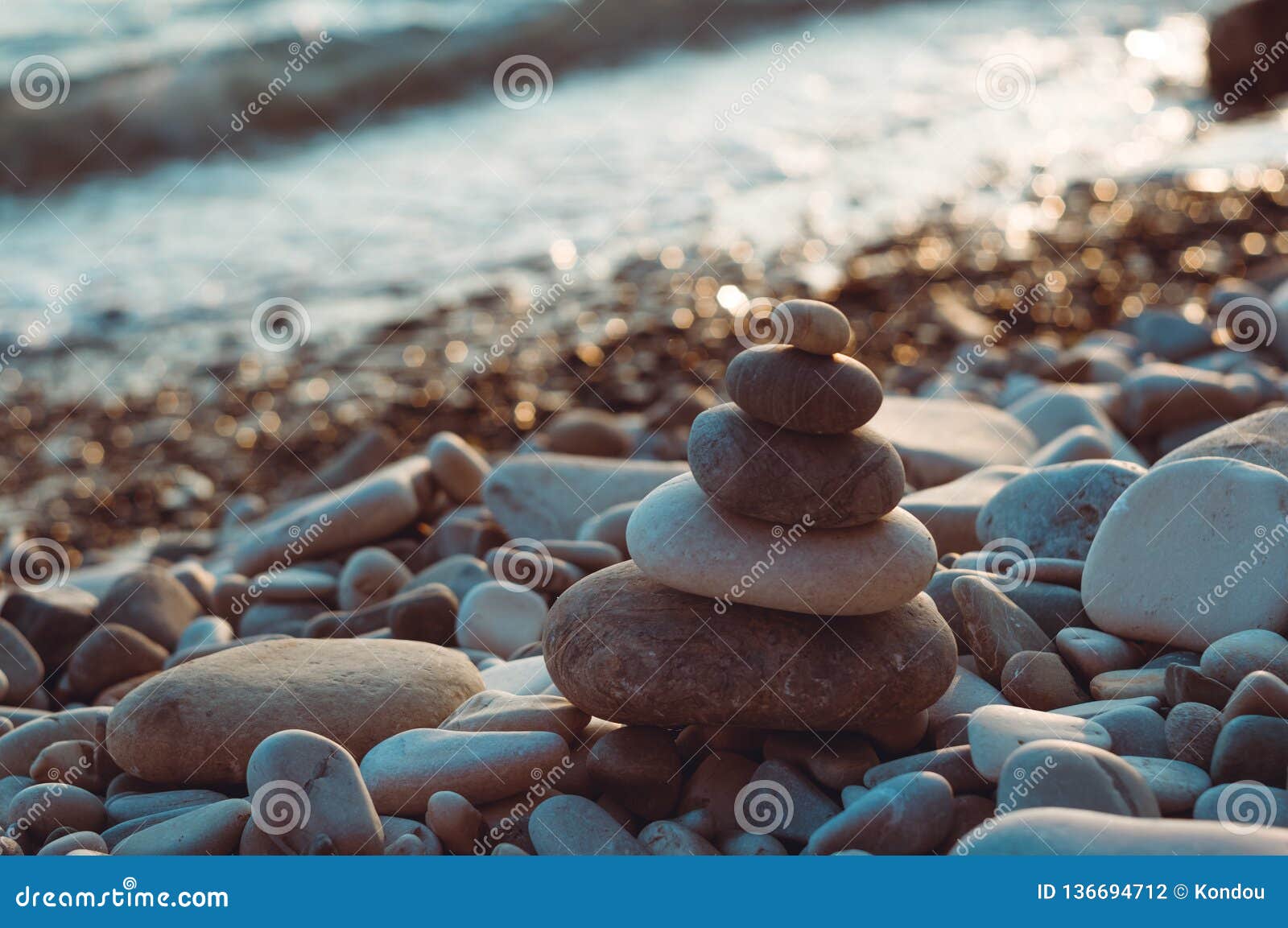Stack of Zen Stones on Pebble Beach Stock Photo - Image of natural ...
