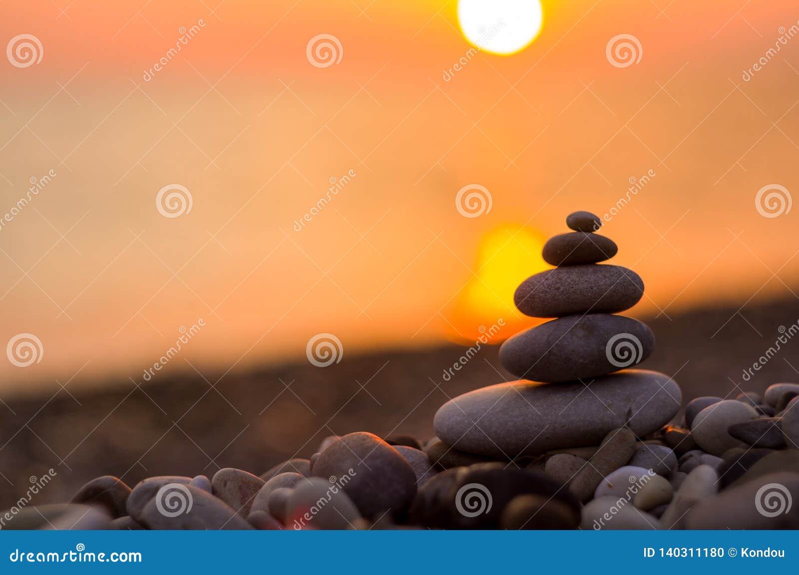 Stack of Zen Stones on Pebble Beach Stock Photo - Image of coastline ...