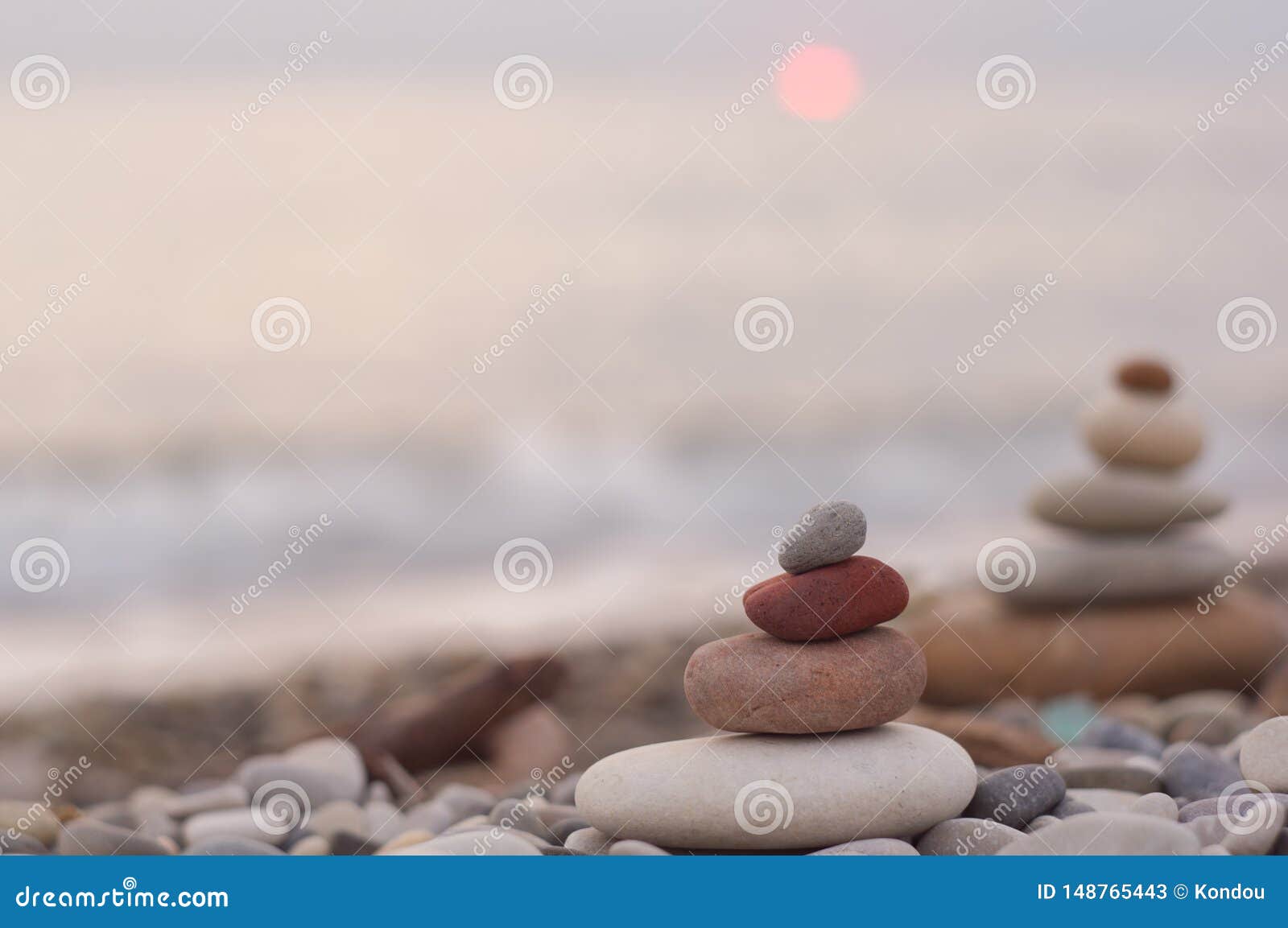 Stack of Zen Stones on Pebble Beach Stock Image - Image of nature ...