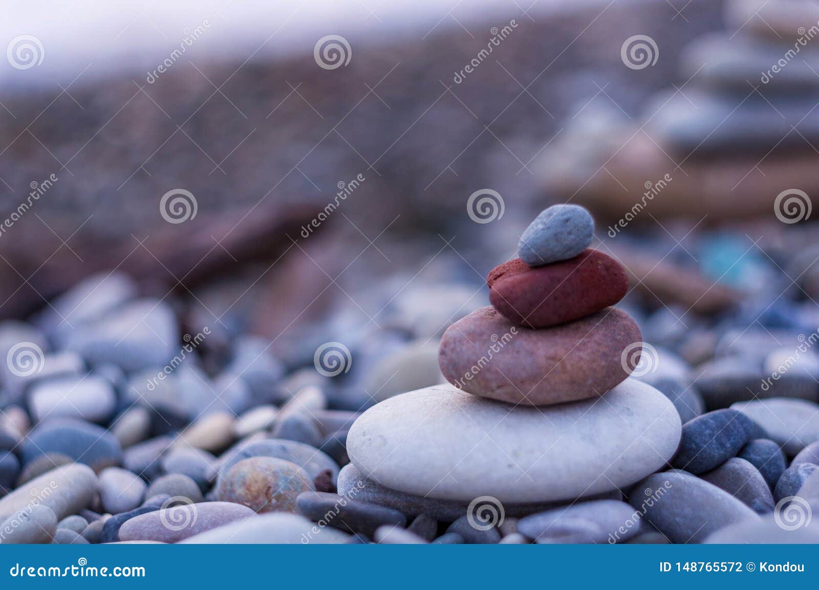 Stack of Zen Stones on Pebble Beach Stock Photo - Image of symbol ...