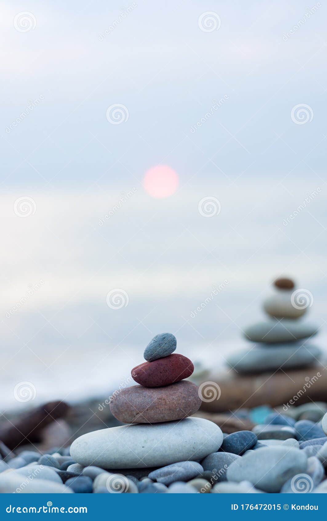 Stack of Zen Stones on Pebble Beach Stock Image - Image of landscape ...