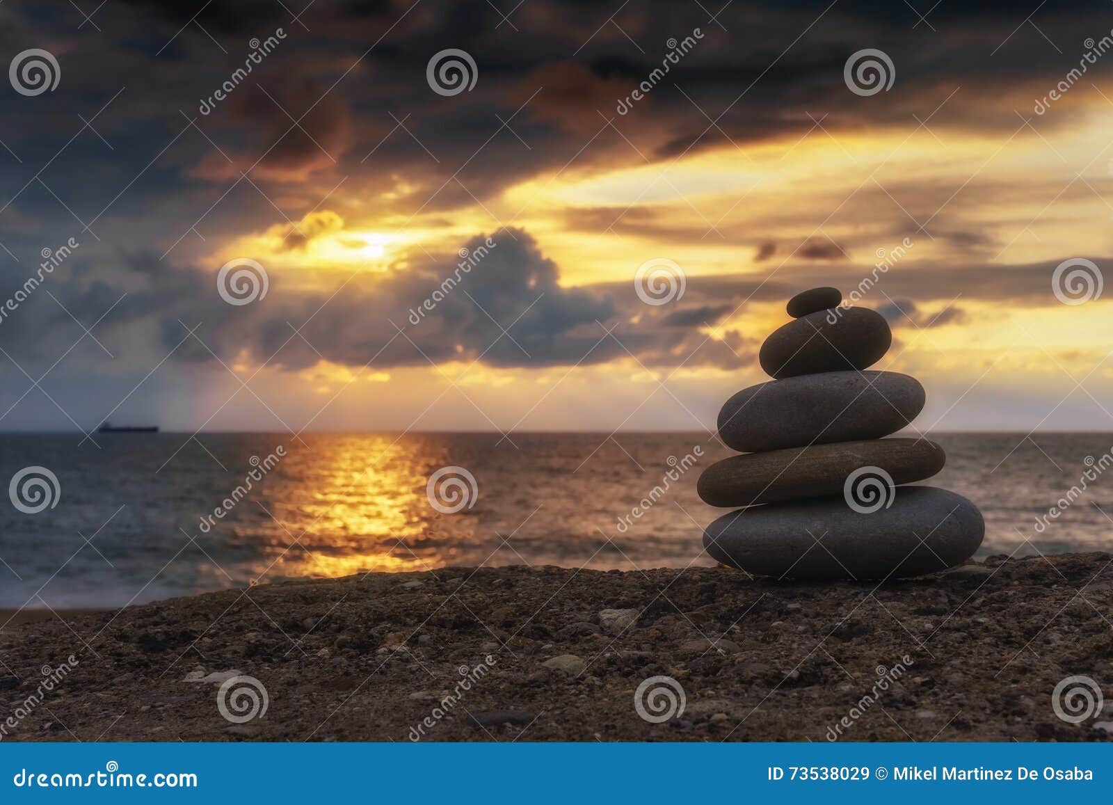 Stack of Zen Stones at Sunset Stock Image - Image of stones, sunset ...