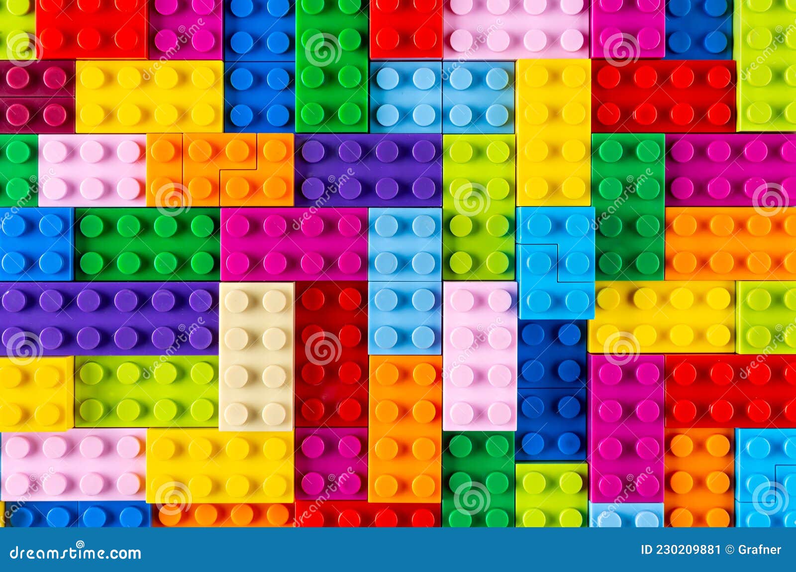Stackable Plastic Toy Bricks Top View. Colorful Texture Childhood ...